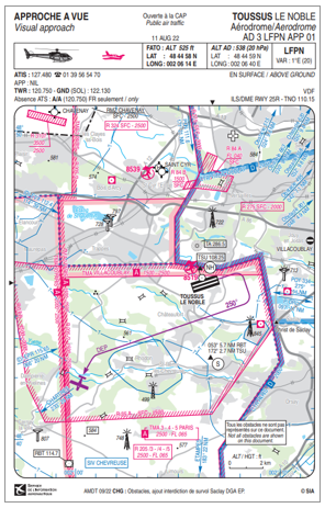 Nouvelle carte VAC Toussus-le-Noble - Hégé-Hélicoptère